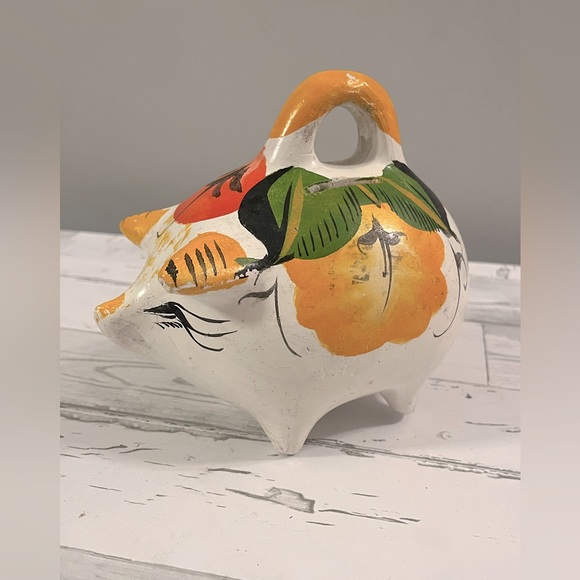 Accents | Mexican Piggy Bank Hand Painted Floral Ceramic Bank Yellow ...